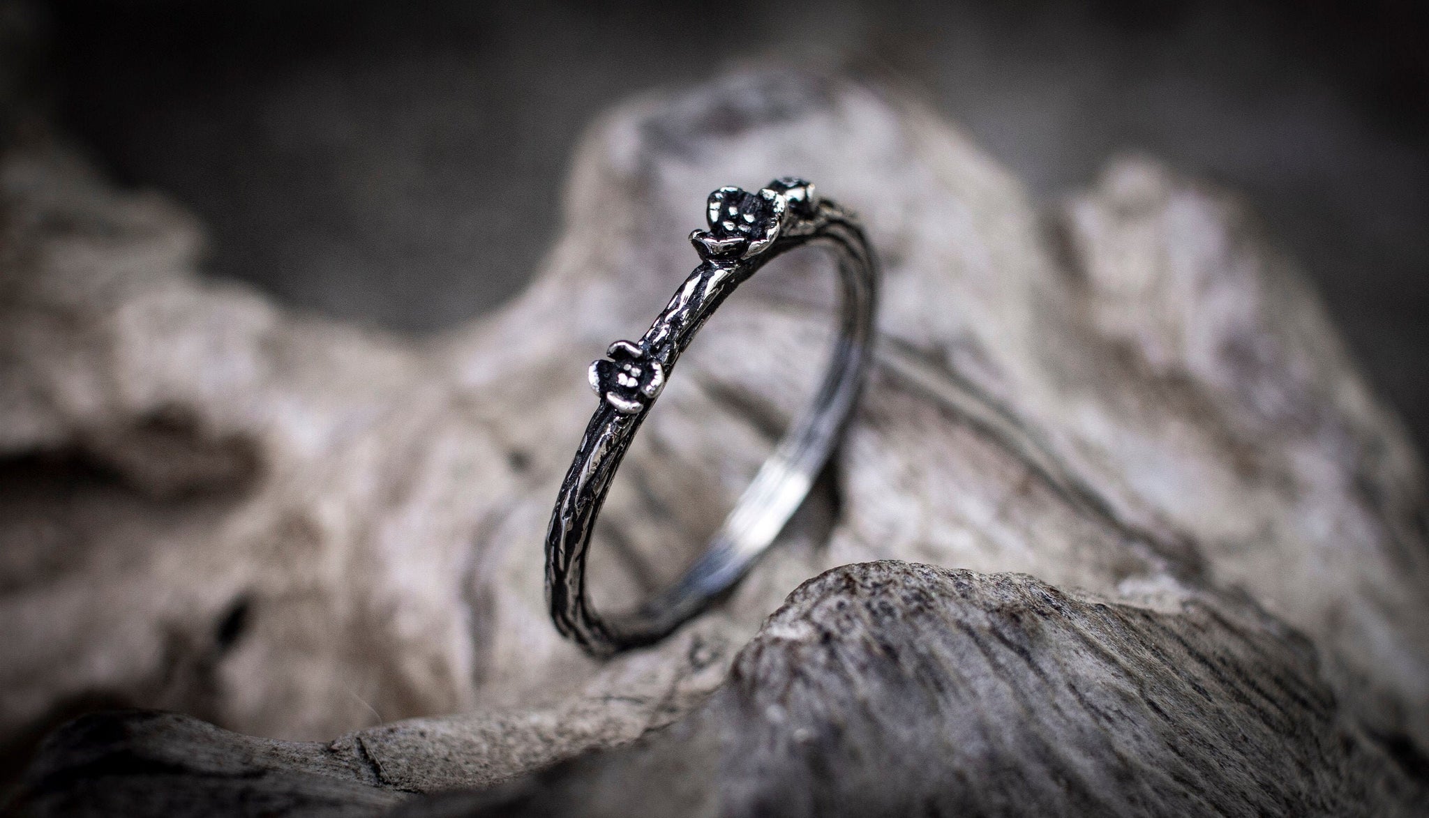 14K Gold Tree Bark Wedding Band Handmade Jewelry